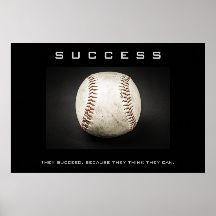 Success Baseball Artwork Motivational Inspire Poster | Zazzle