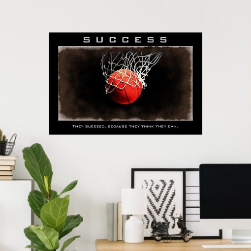 Success Basketball Artwork Motivational Inspire Poster | Zazzle