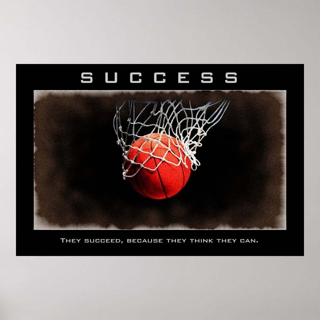 Success Basketball Artwork Motivational Inspire Poster | Zazzle