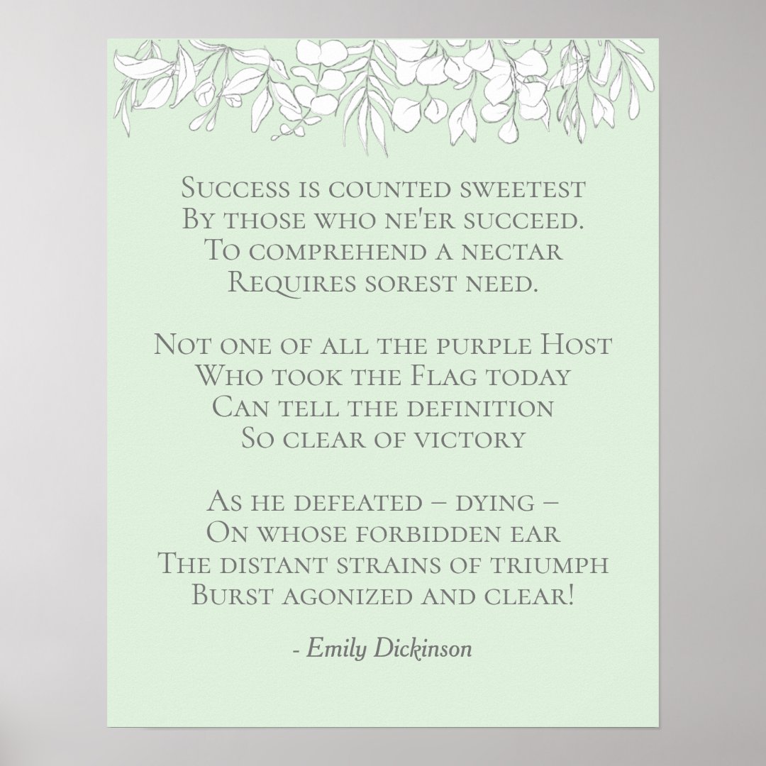 Success Counted Sweetest Poem Mint & White Poster | Zazzle