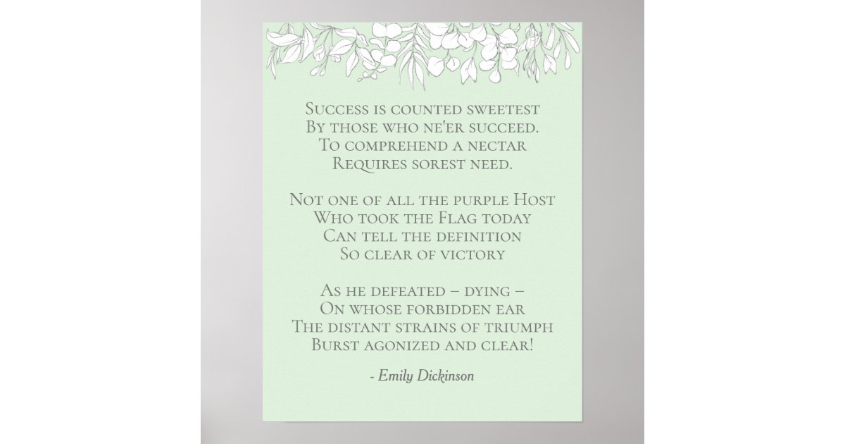 Success Counted Sweetest Poem Mint & White Poster | Zazzle