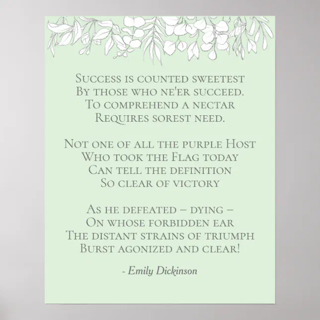 Success Counted Sweetest Poem Mint & White Poster | Zazzle