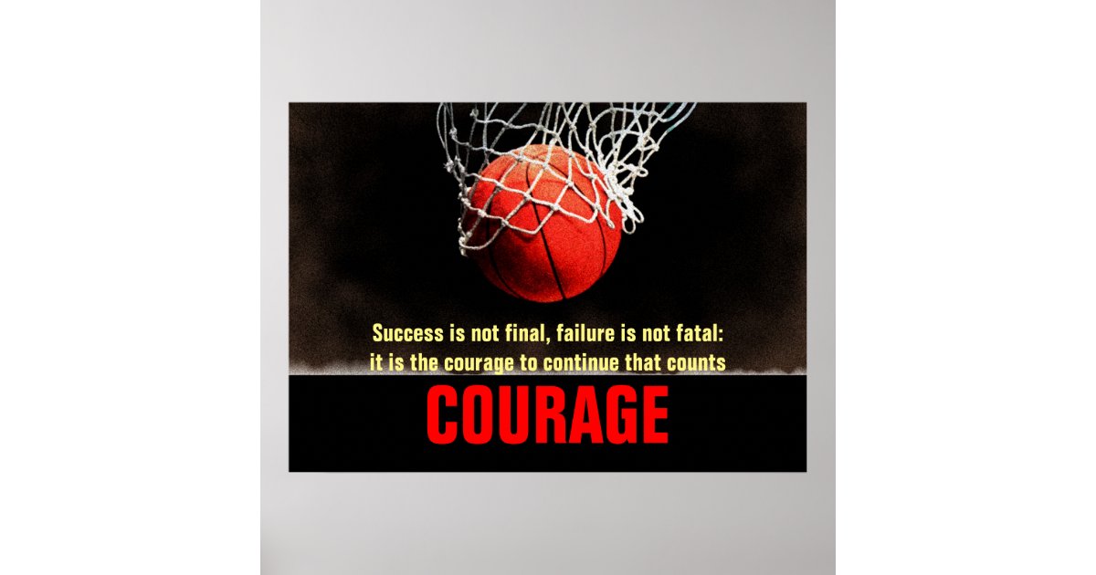 Success Courage Basketball Inspirational Poster | Zazzle