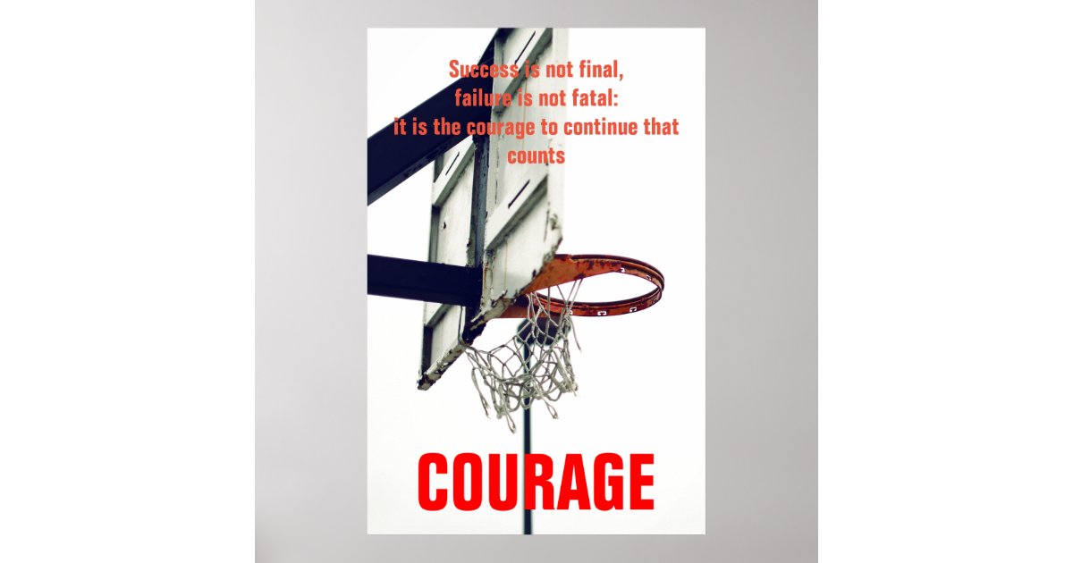 Success Courage Basketball Inspirational Poster | Zazzle