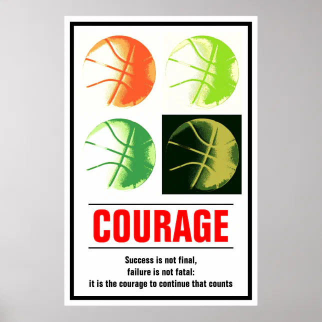Success Courage Basketball Motivational Poster | Zazzle