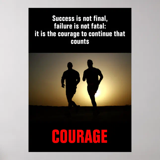 Success Courage Running Fitness Motivational Poster | Zazzle