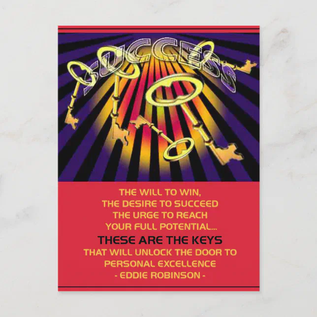 success keys postcard | Zazzle