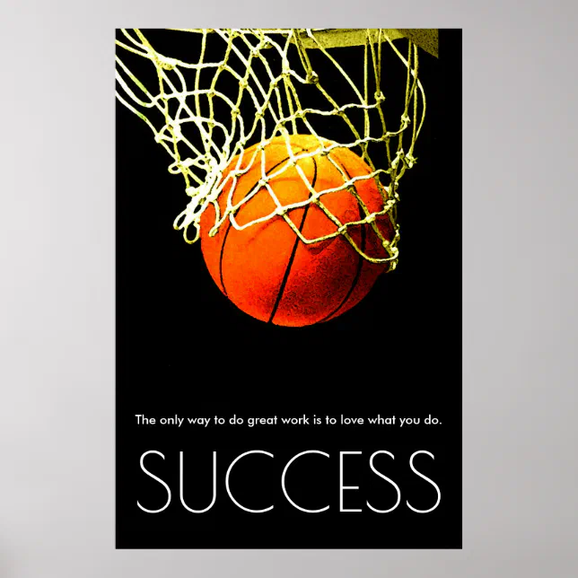 Success Motivational Basketball Trendy Poster | Zazzle