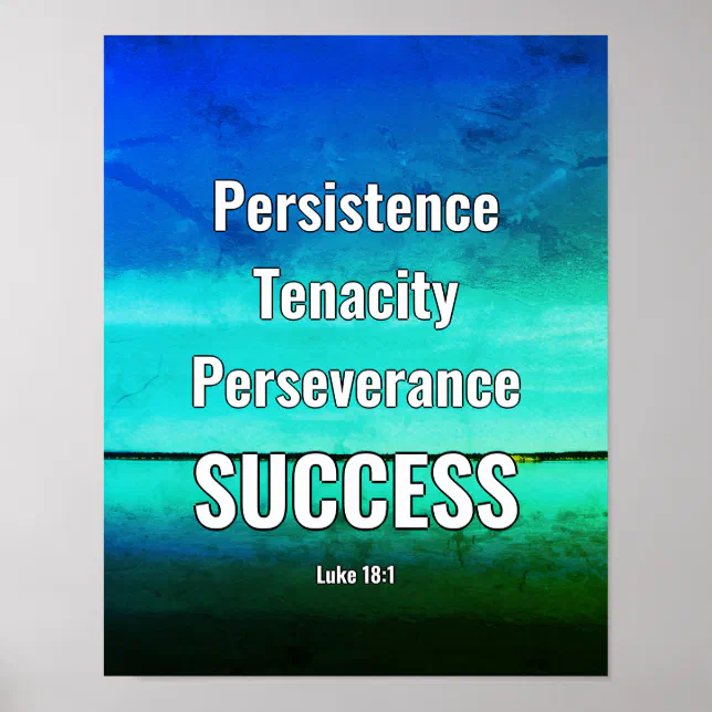 SUCCESS | Persist Persevere | Scripture AQUA Poster | Zazzle
