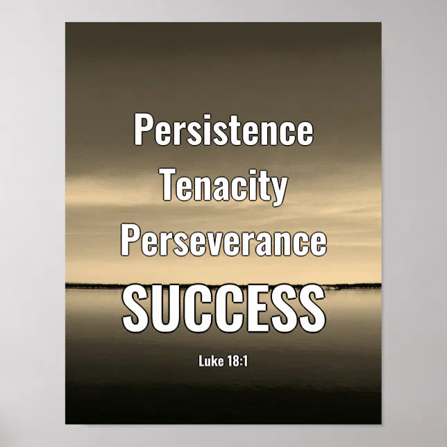 SUCCESS | Persist Persevere | Scripture BEIGE Poster | Zazzle