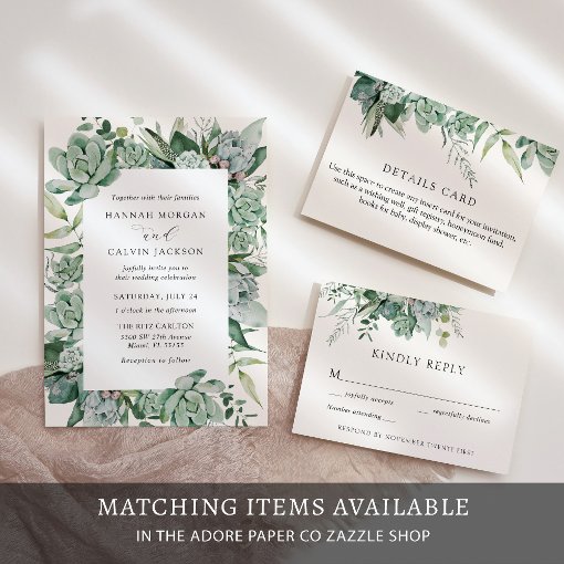 Succulent and Eucalyptus Wedding Greenery Response Invitation | Zazzle