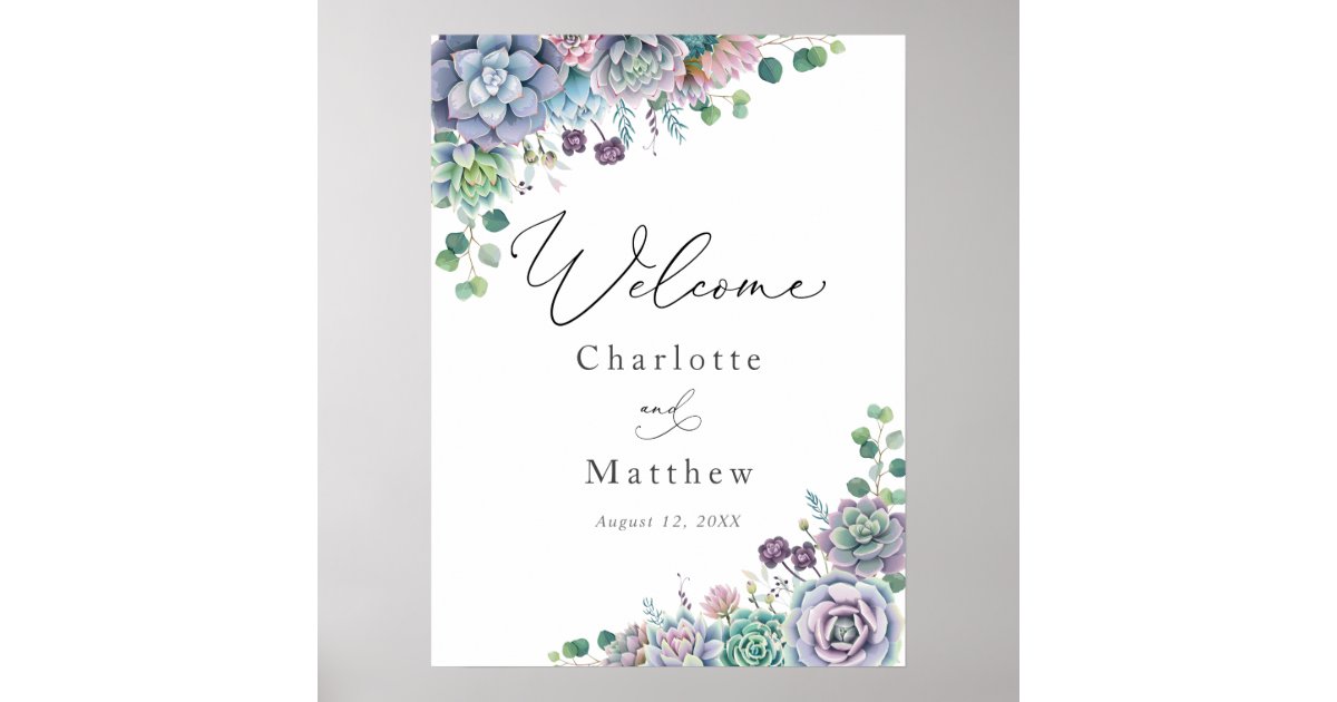 Succulent and Greenery Wedding Welcome Sign | Zazzle
