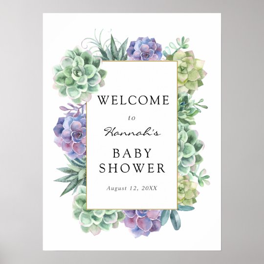 Succulent Baby Shower Welcome Sign | Zazzle.com