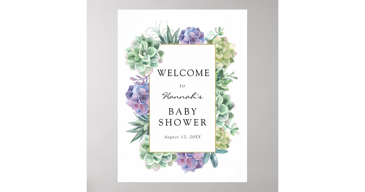 Succulent Baby Shower Welcome Sign | Zazzle