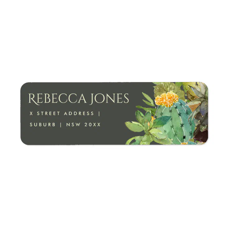 SUCCULENT CACTUS FLORAL GARDEN WATERCOLOR ADDRESS LABEL | Zazzle