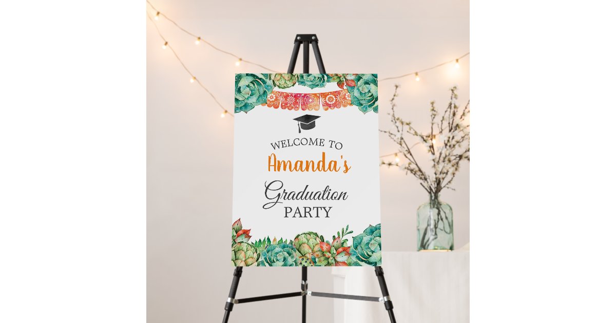 Succulent Cactus Graduation Party Welcome Sign | Zazzle