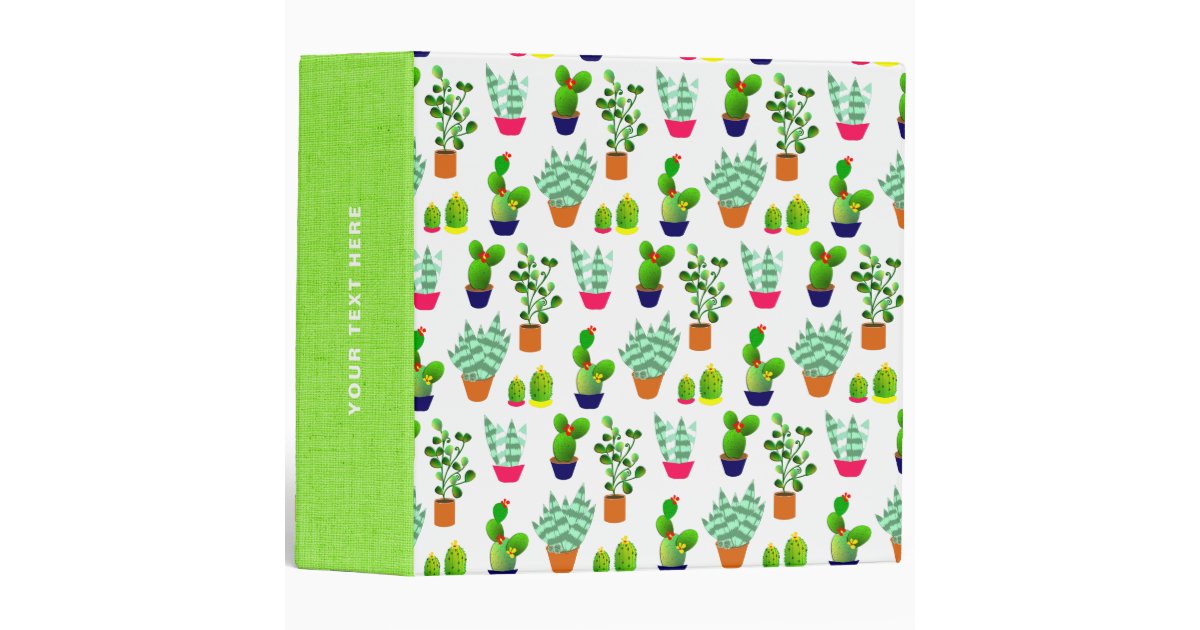 Succulent Cactus Plants Floral Pattern 3 Ring Binder | Zazzle