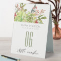 Succulent Cactus Red Floral Wedding Table Number Table Tent Sign | Zazzle