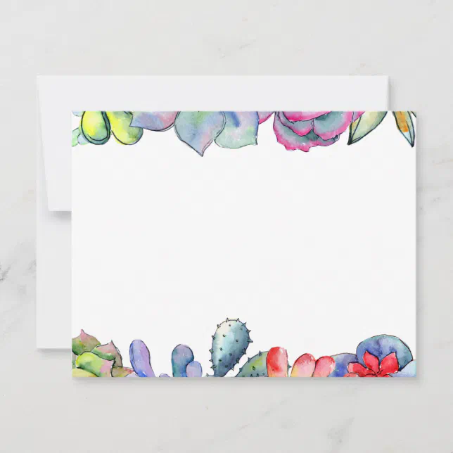 Succulent cactus watercolor note card | Zazzle