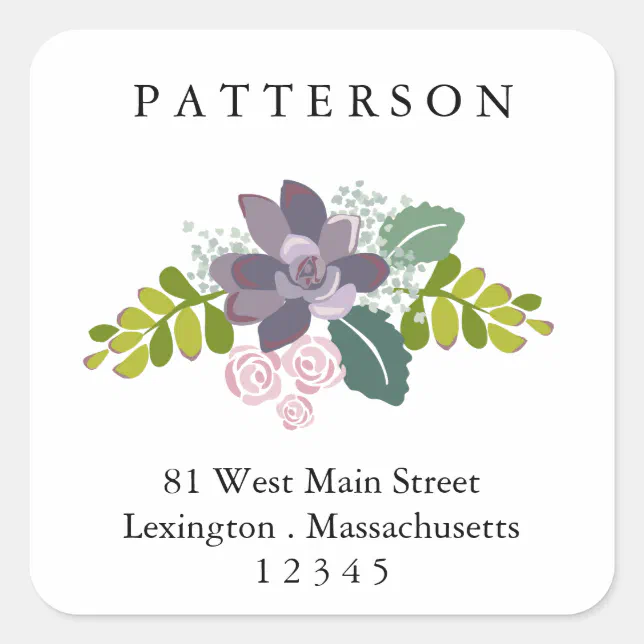 Succulent Floral Garden Return Address Label | Zazzle