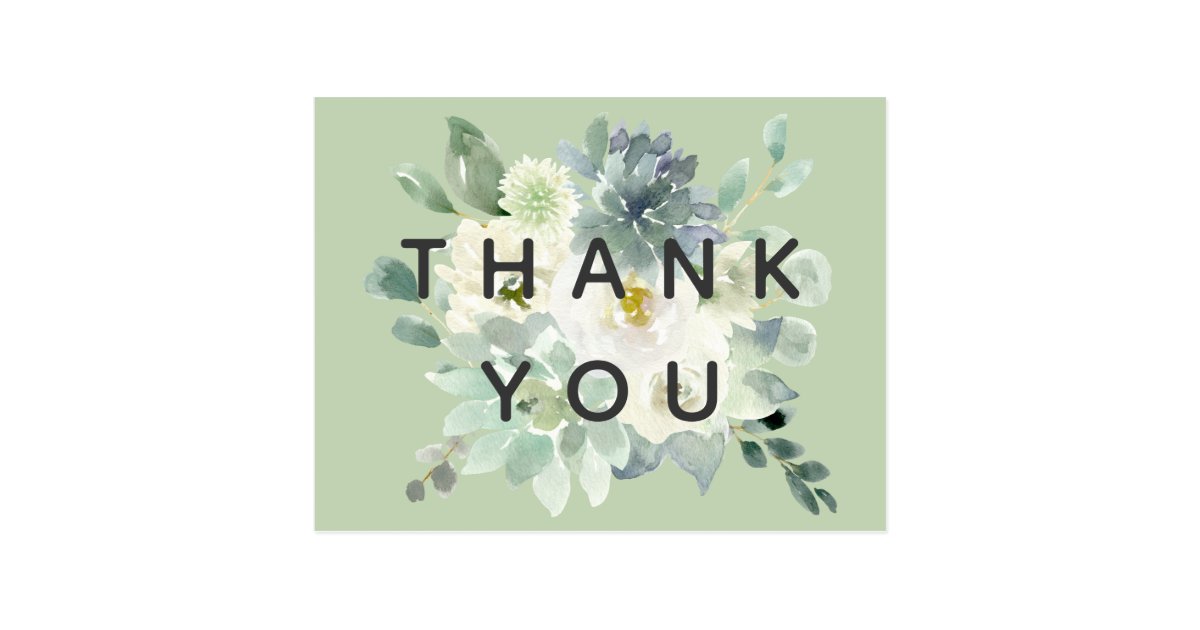 Succulent Greenery Thank You Postcard | Zazzle.com