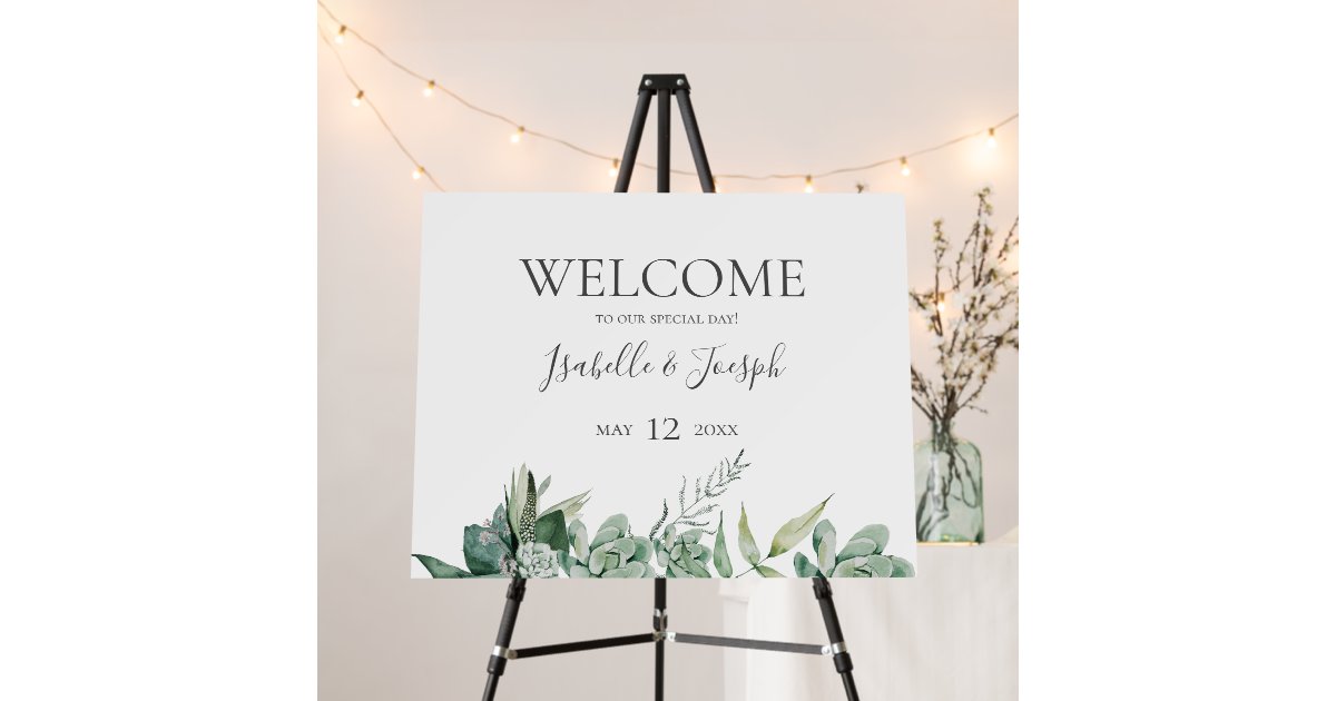 Succulent Greenery | Welcome Foam Board | Zazzle