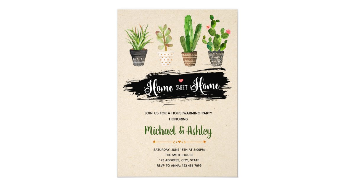 Succulent housewarming party invitation | Zazzle.com