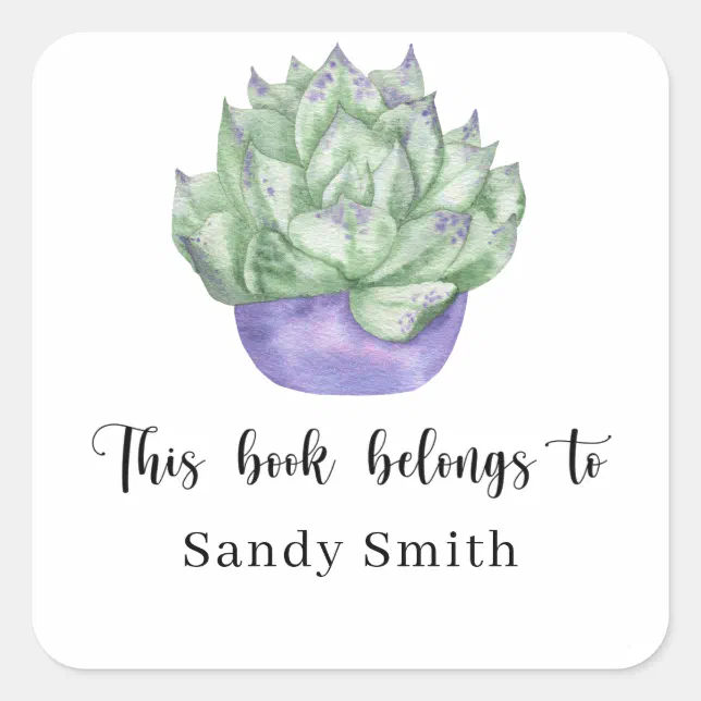Succulent plant - This book belongs to Square Sticker | Zazzle