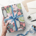 Succulent Plants And Cactus Pattern Wrapping Paper | Zazzle