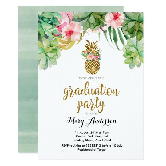 Succulent summer graduation party invitation | Zazzle.com