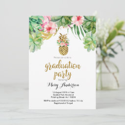 Succulent summer graduation party invitation | Zazzle