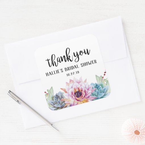Succulent Thank You Sticker | Zazzle