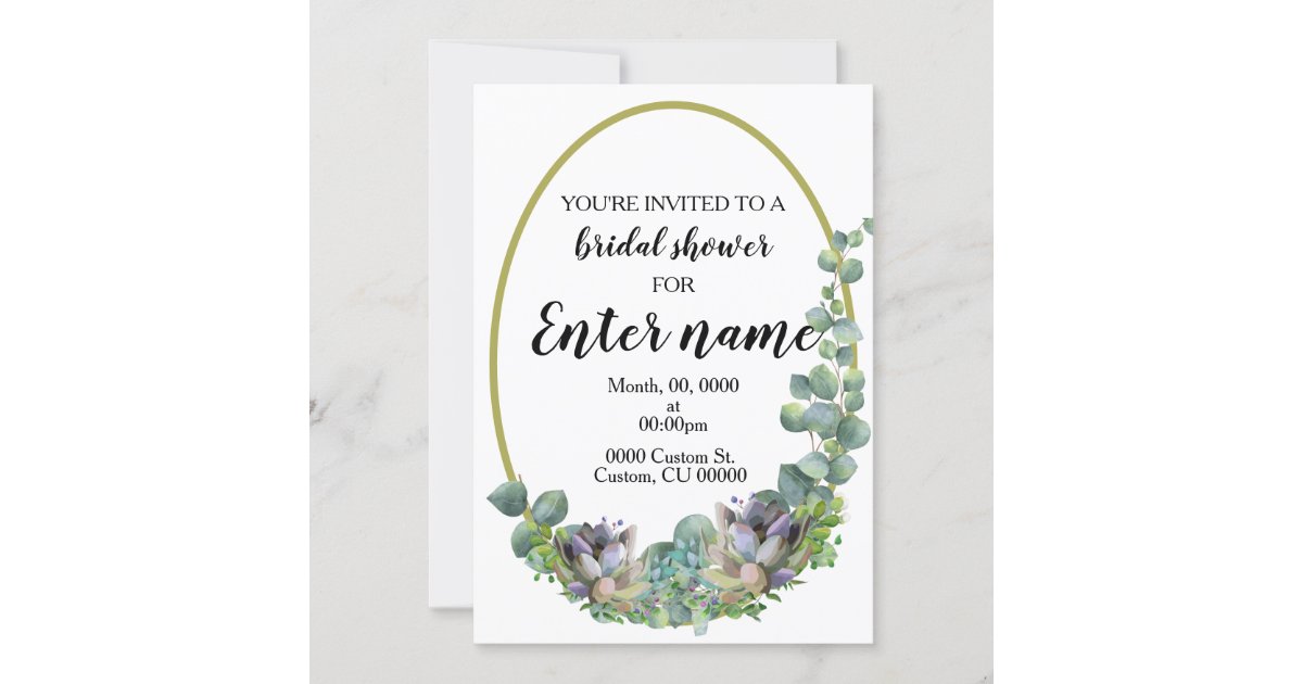 Succulent themed bridal shower invitation | Zazzle