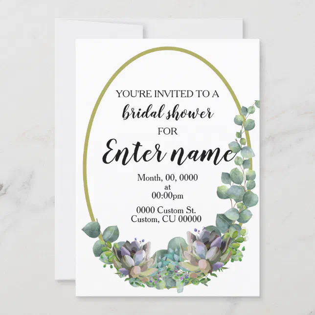 Succulent themed bridal shower invitation | Zazzle