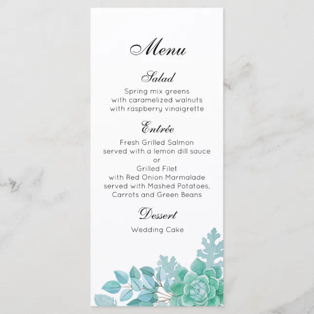 Succulent wedding dinner menu. Cactus menu party | Zazzle