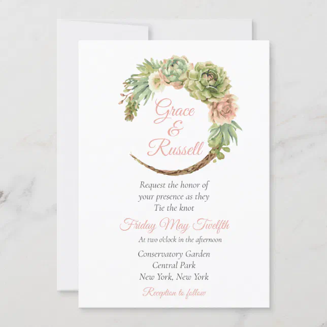 Succulent Wedding Invitation | Zazzle