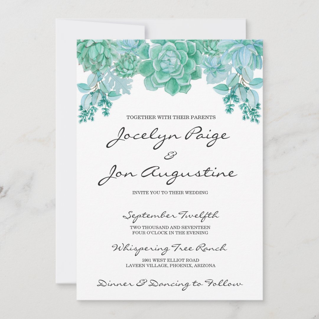 Succulent Wedding Invitation | Zazzle