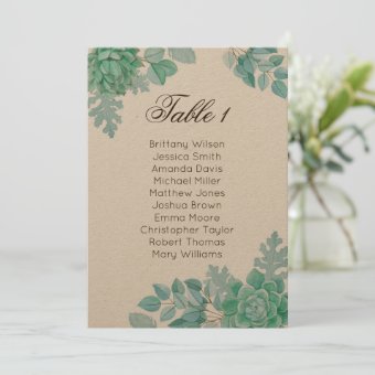 Succulent wedding seating chart. Rustic cactus Invitation | Zazzle