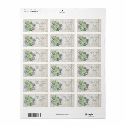 Succulents and Rustic Wood Wedding Mr & Mrs ID515 Label | Zazzle