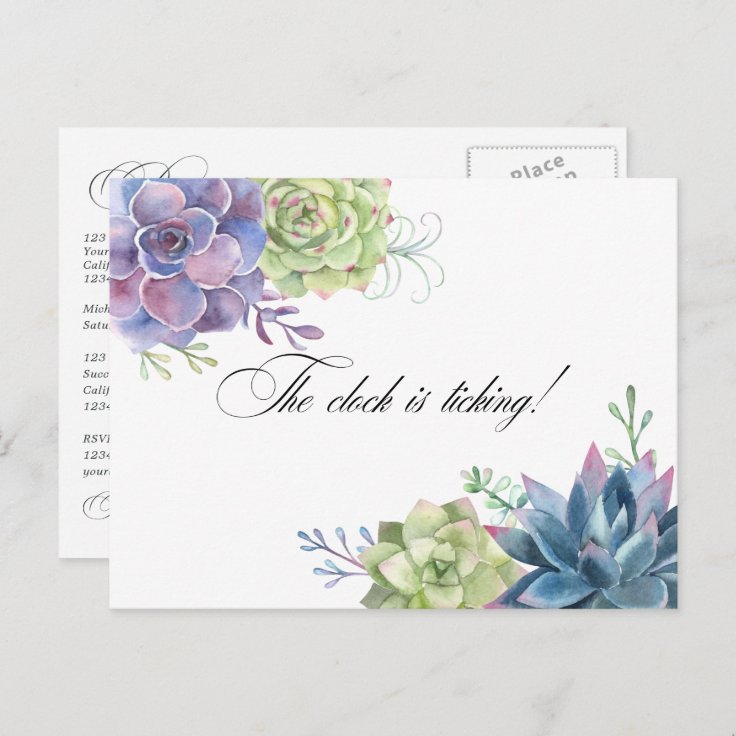 Succulents Bridal Shower Reminder QR Code Rsvp Pos Postcard | Zazzle