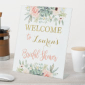 Succulents Bridal Shower welcome Pedestal Sign | Zazzle