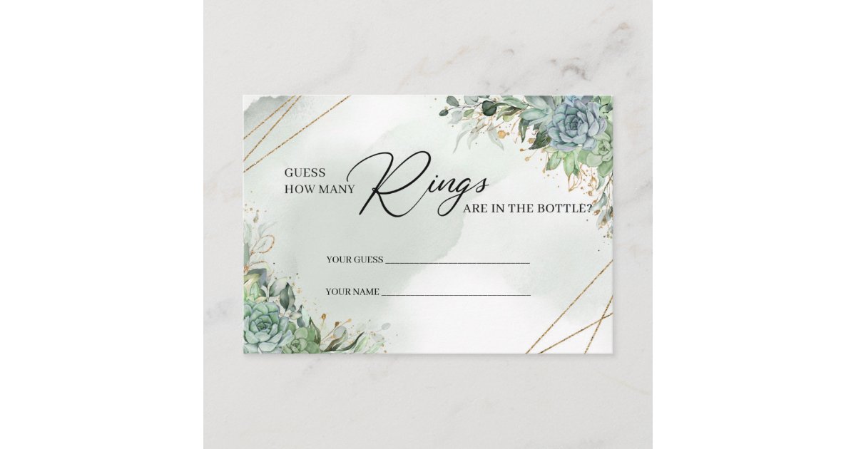 Succulents eucalyptus Guess how many rings card | Zazzle