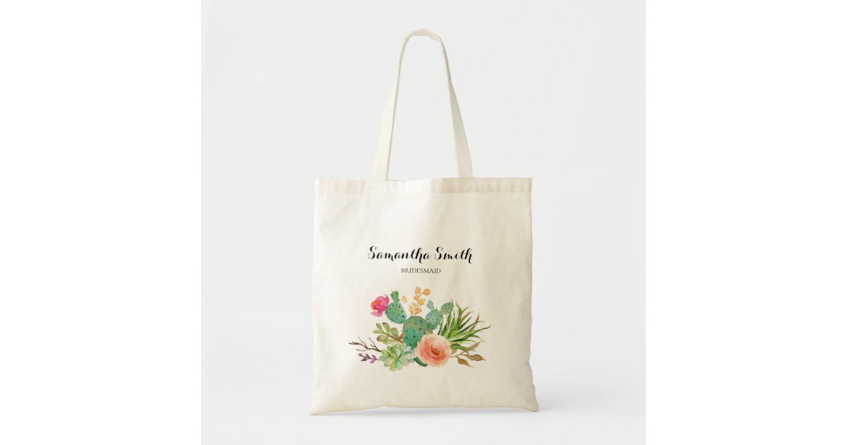 Succulents Floral Greenery Tote Bag | Zazzle