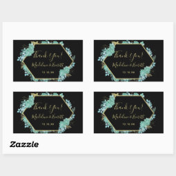 Succulents Gold Frame Any Color Wedding Thank You Rectangular Sticker ...