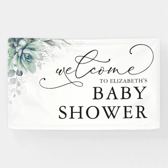Succulents Greenery Baby Shower Welcome Banner | Zazzle
