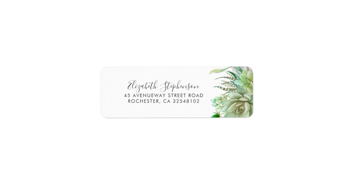 Succulents Greenery Modern Label | Zazzle