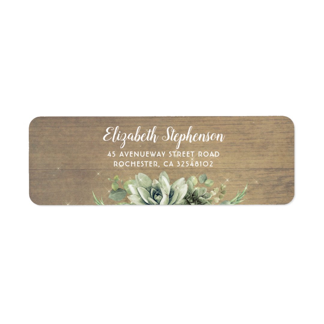 Succulents Greenery Rustic Country Label | Zazzle