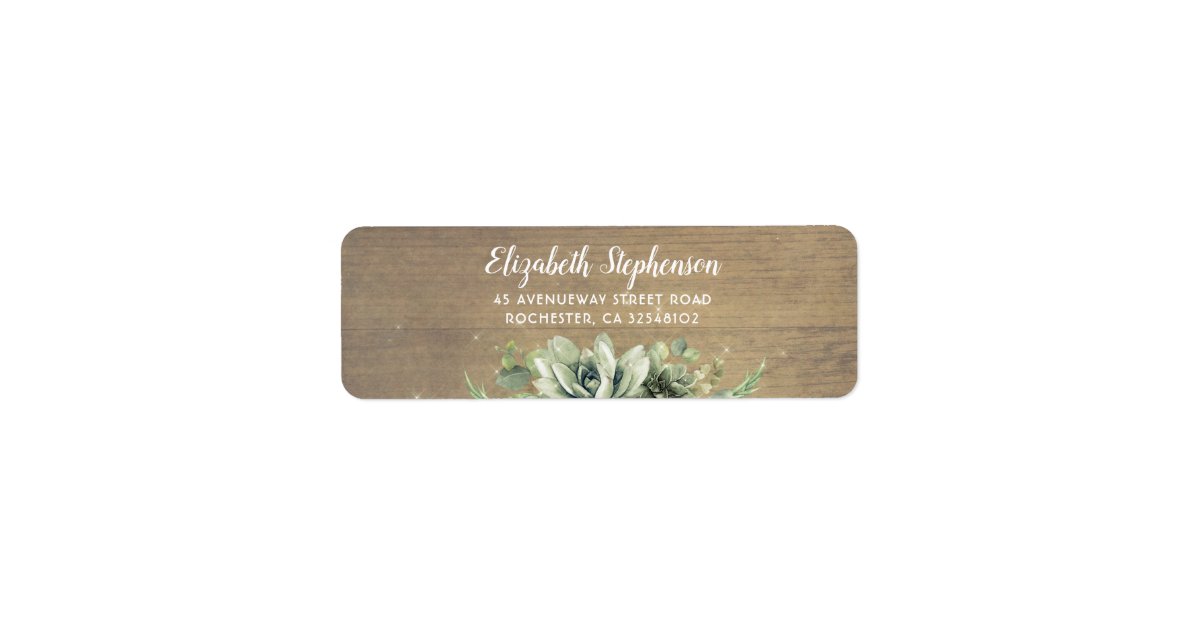 Succulents Greenery Rustic Country Label | Zazzle