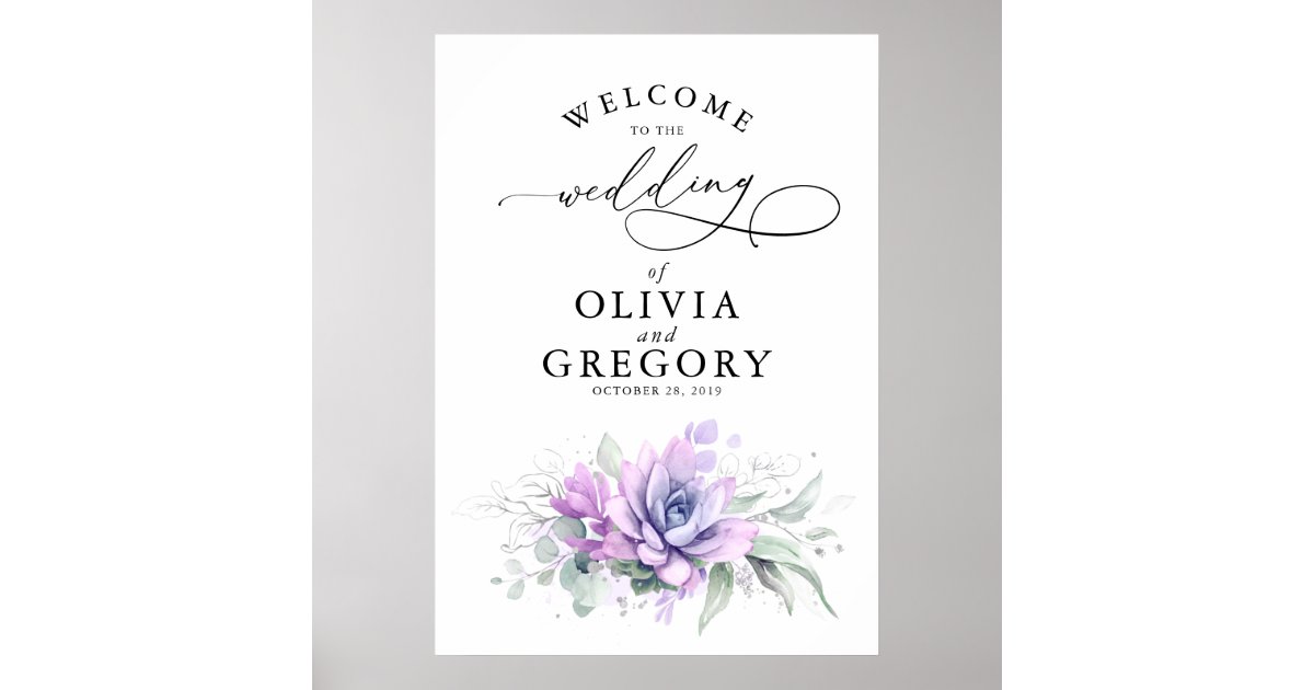 Succulents Greenery Wedding Welcome Poster | Zazzle