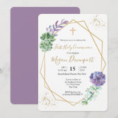 Succulents Purple Communion Invitation | Zazzle